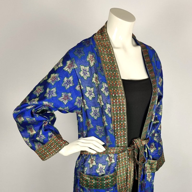 Upcycled Indian kimono robe, made from vintage Banarasi silk brocade ...