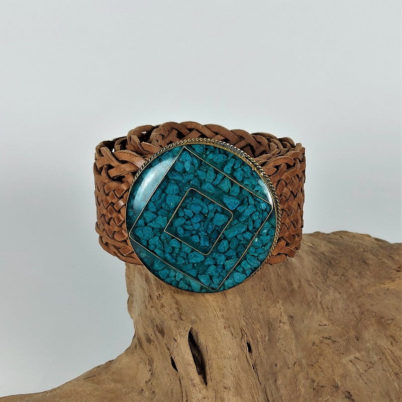 Leather Boho belt with turquoise XL buckle – Woshoush Galerie & Trading